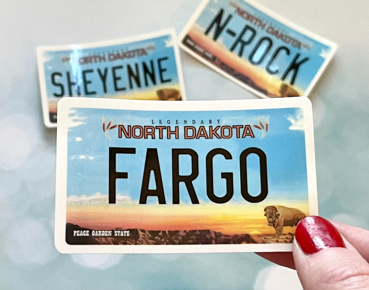 Custom North Dakota License Plate City Sticker – Beckamade